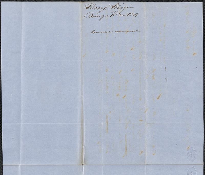 Benjamin Wiggin to George Coffin, 12 December 1849 - Digital Commonwealth