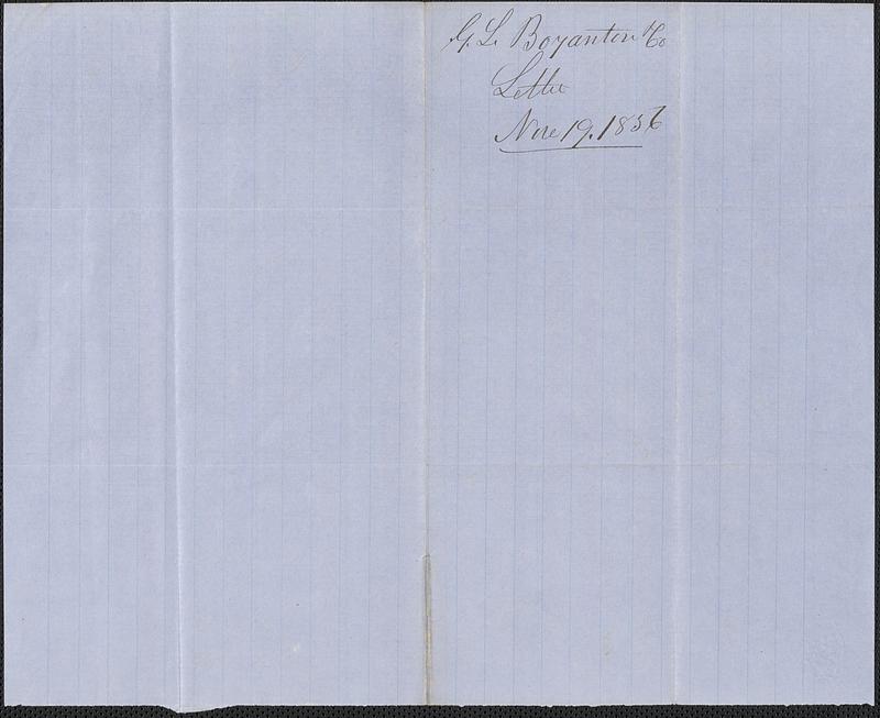 G. L. Boynton to W. A. Harrington, 19 November 1856 - Digital Commonwealth