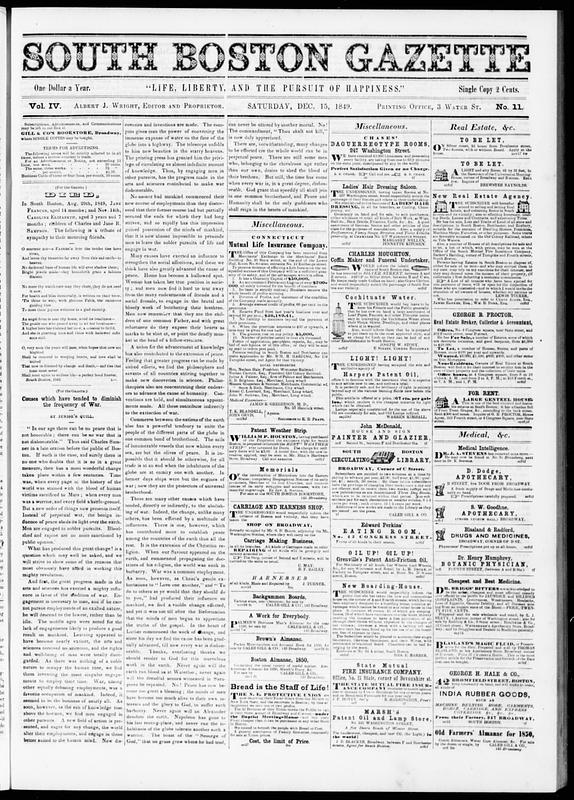 South Boston Gazette, December 15, 1849 - Digital Commonwealth