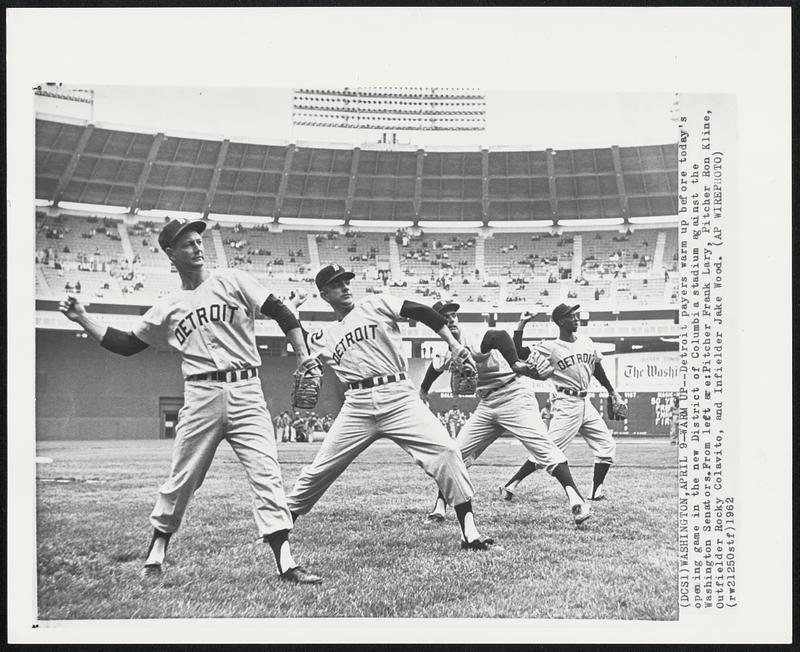 Warm Up -- Detroit players warm up before today's opening game in the ...