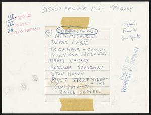 Cheerleaders Patty Melanson, Debbie Labbe, Tricia Hoar co-capt, Mary ...