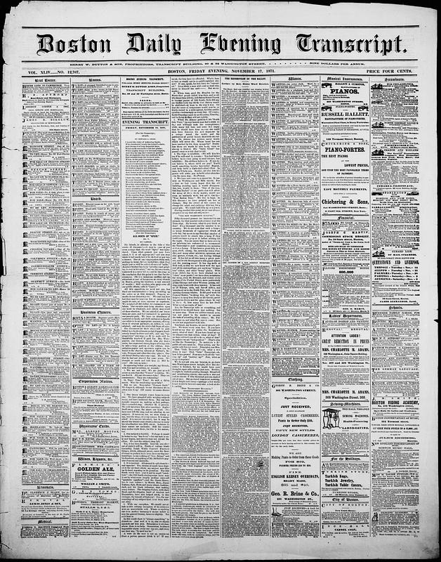 Boston Daily Evening Transcript. November 17, 1871 - Digital Commonwealth
