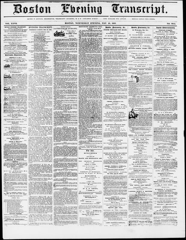 Boston Evening Transcript. May 21, 1856 - Digital Commonwealth
