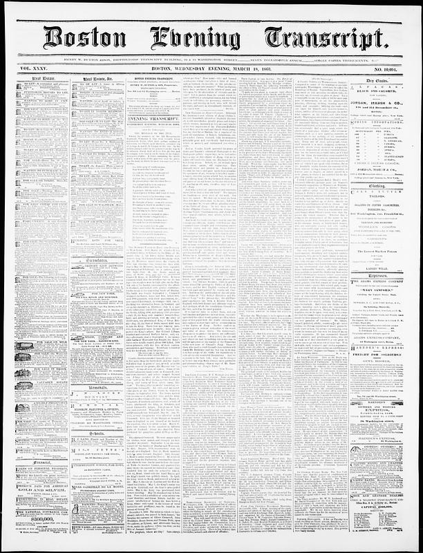 Boston Evening Transcript. March 18, 1863 - Digital Commonwealth
