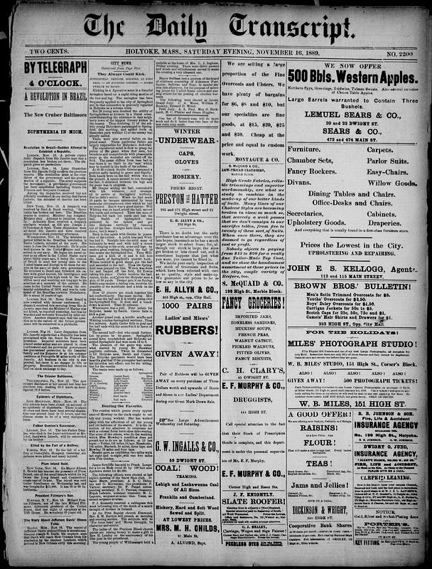 The Daily Transcript. November 16, 1889 - Digital Commonwealth