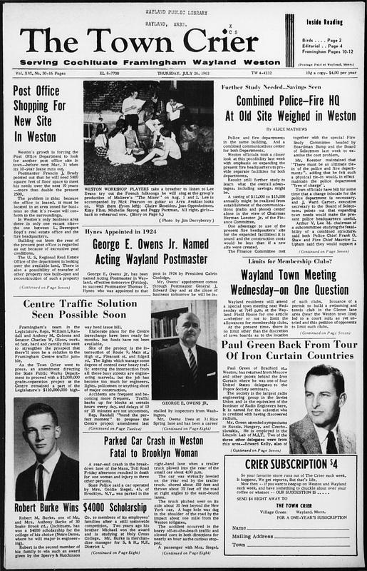 The Town Crier. July 26, 1962 - Digital Commonwealth