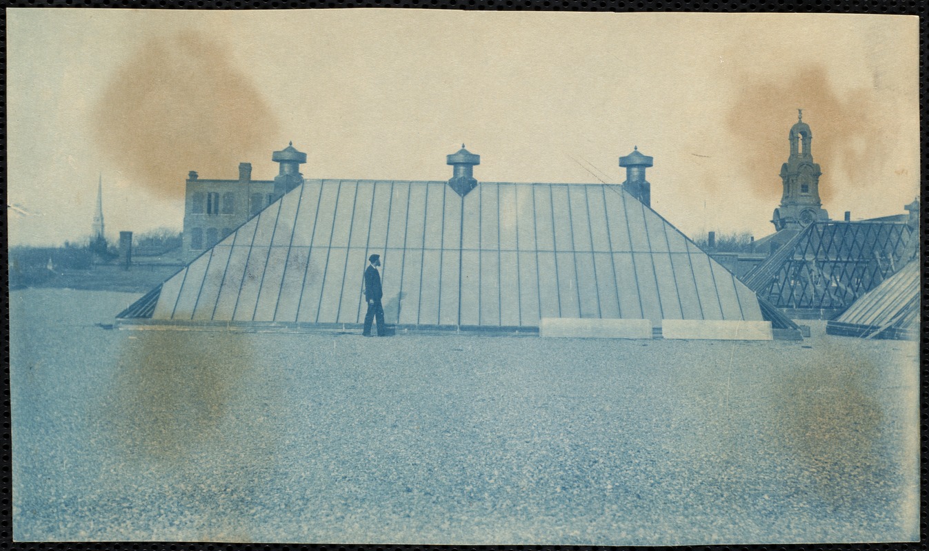 Lower Pacific Mills skylight construction atop new weaving building ...