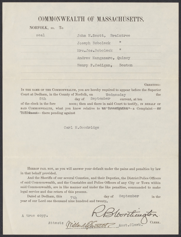 Sacco-Vanzetti Case Records, 1920-1928. Defense Papers. Massachusetts ...