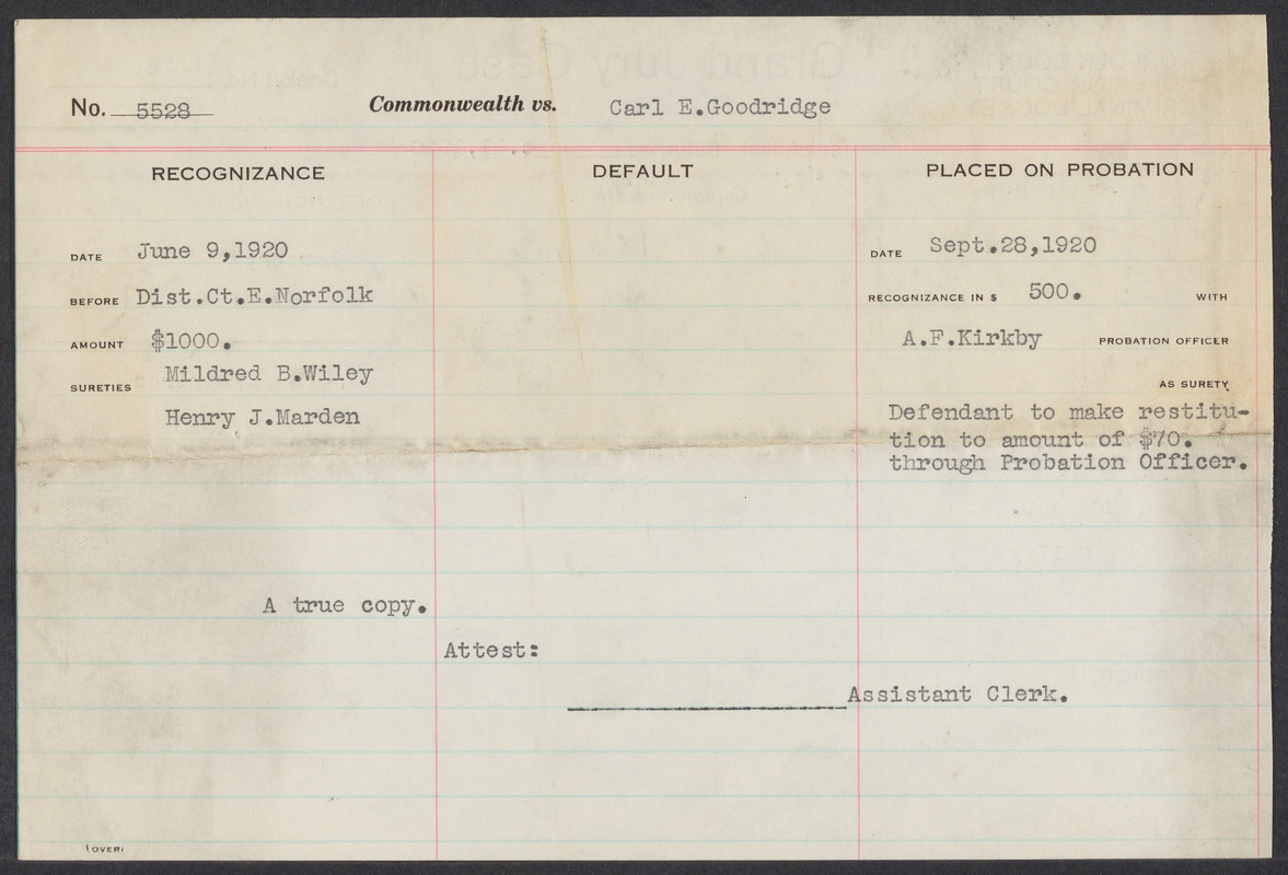 Sacco-Vanzetti Case Records, 1920-1928. Defense Papers. Norfolk County ...