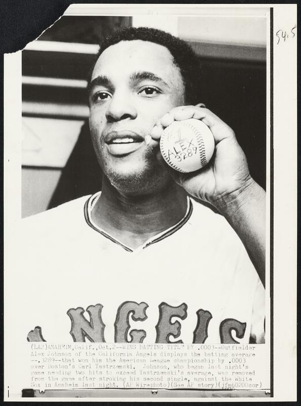 Wins Batting Title By .0003--Outfielder Alex Johnson of the California ...