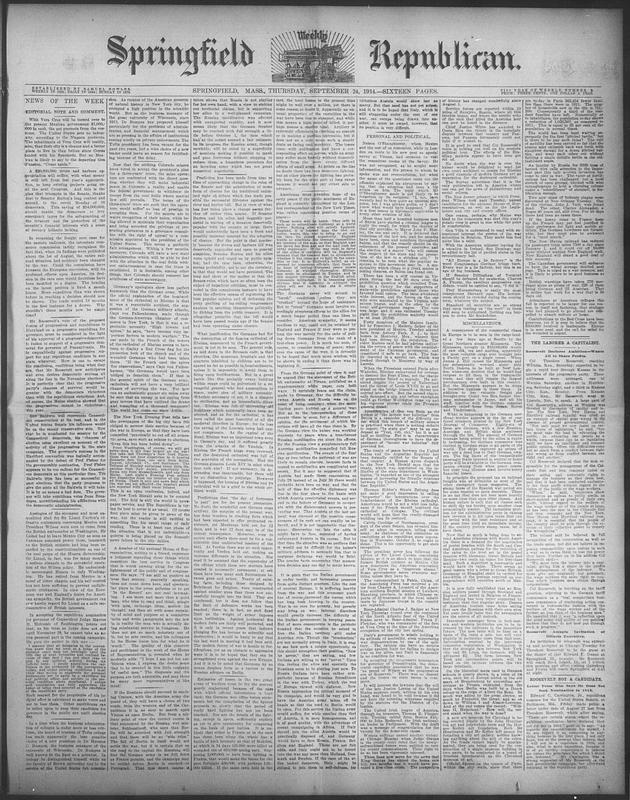 Springfield Weekly Republican. September 24, 1914 - Digital Commonwealth