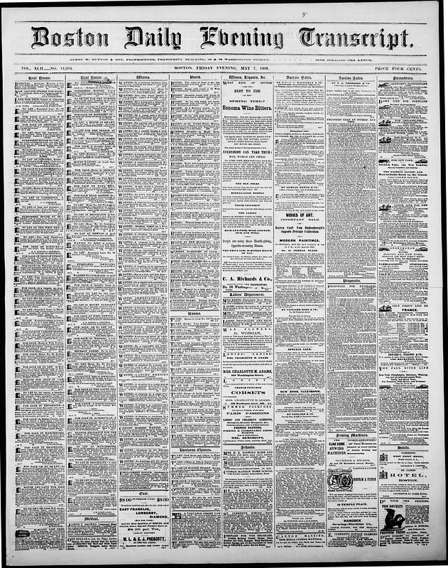 Boston Daily Evening Transcript. May 07, 1869 - Digital Commonwealth