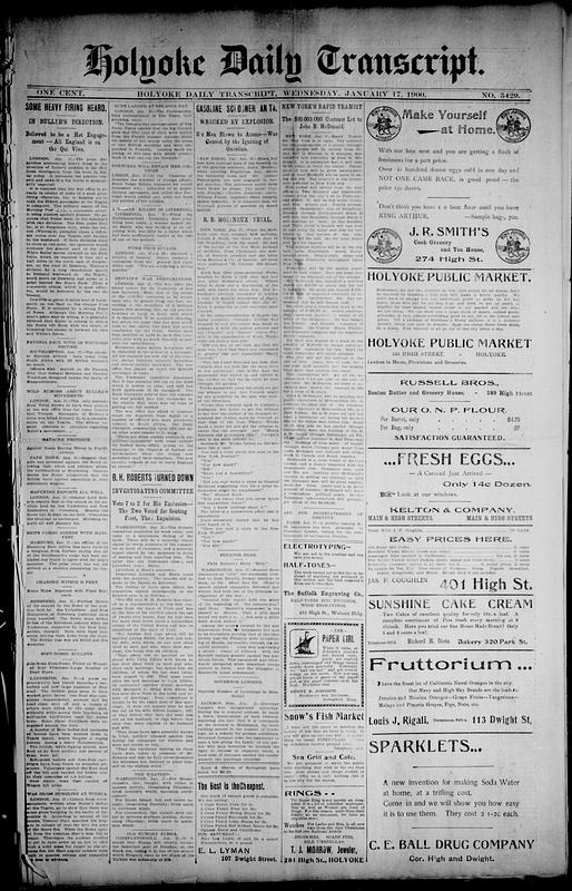 The Holyoke Daily Transcript. January 17, 1900 - Digital Commonwealth
