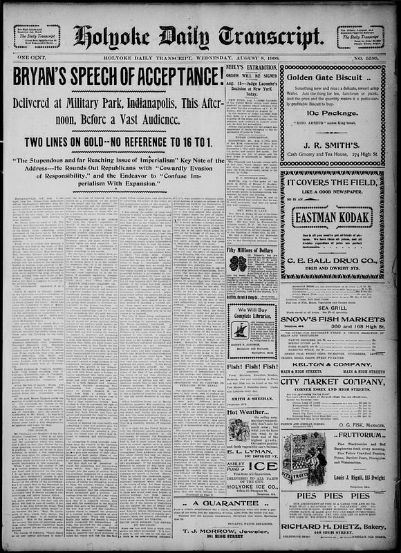 The Holyoke Daily Transcript. August 08, 1900 - Digital Commonwealth