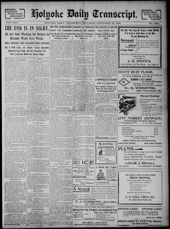 The Holyoke Daily Transcript. September 29, 1900 - Digital Commonwealth