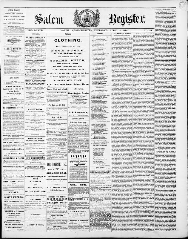 Salem Register. April 11, 1878 - Digital Commonwealth