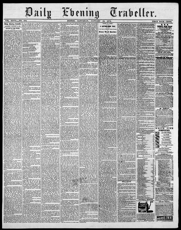 Daily Evening Traveller. January 13, 1872 - Digital Commonwealth