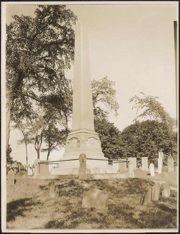 Burial Hill, Plymouth, Mass. Monument of Thomas Cushman, Elder of First ...