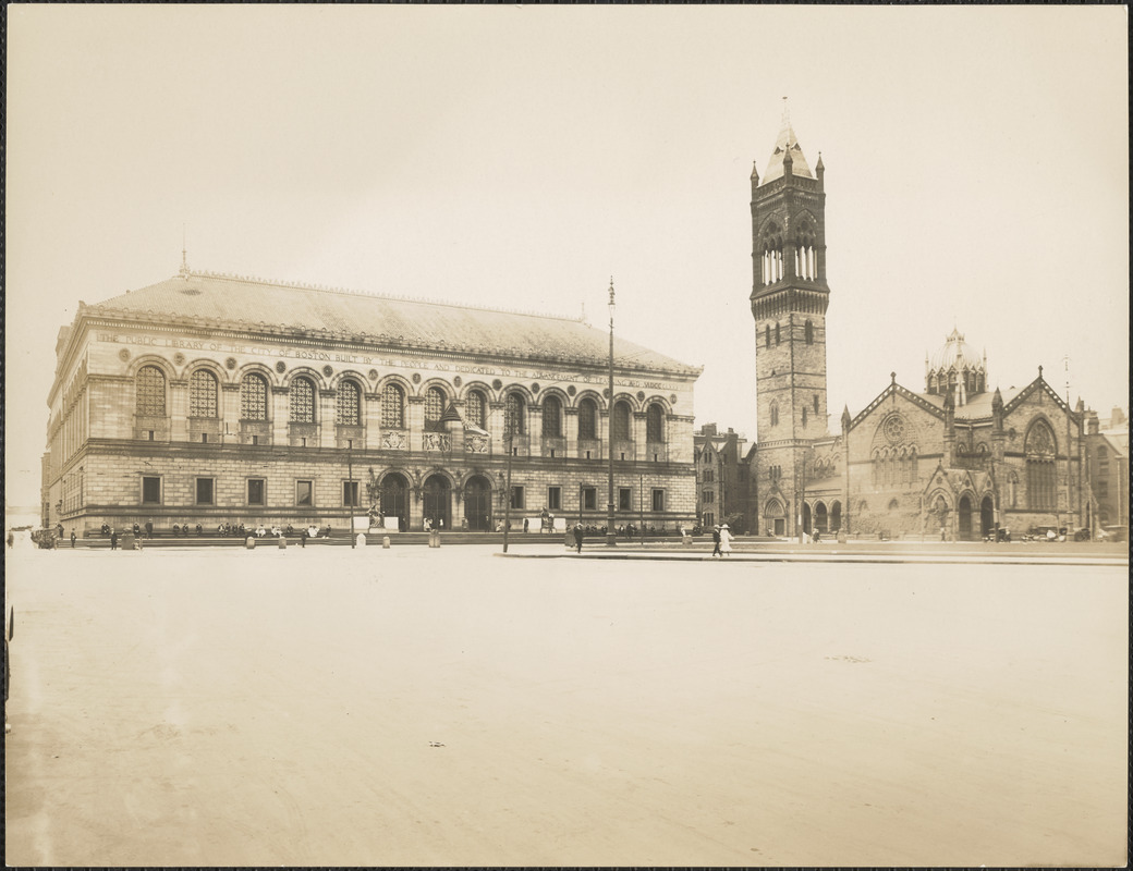 Boston Public Library and (New) Old South Church, Copley Square, Boston ...