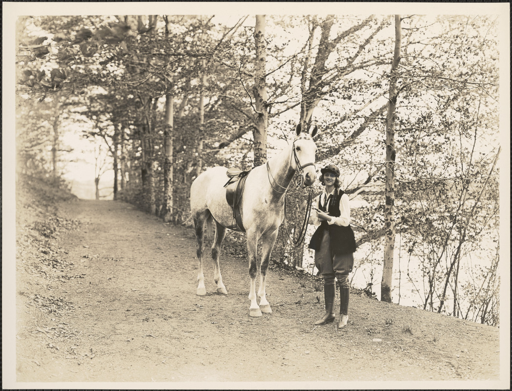 Miss Grace Culbert with a horse - Digital Commonwealth