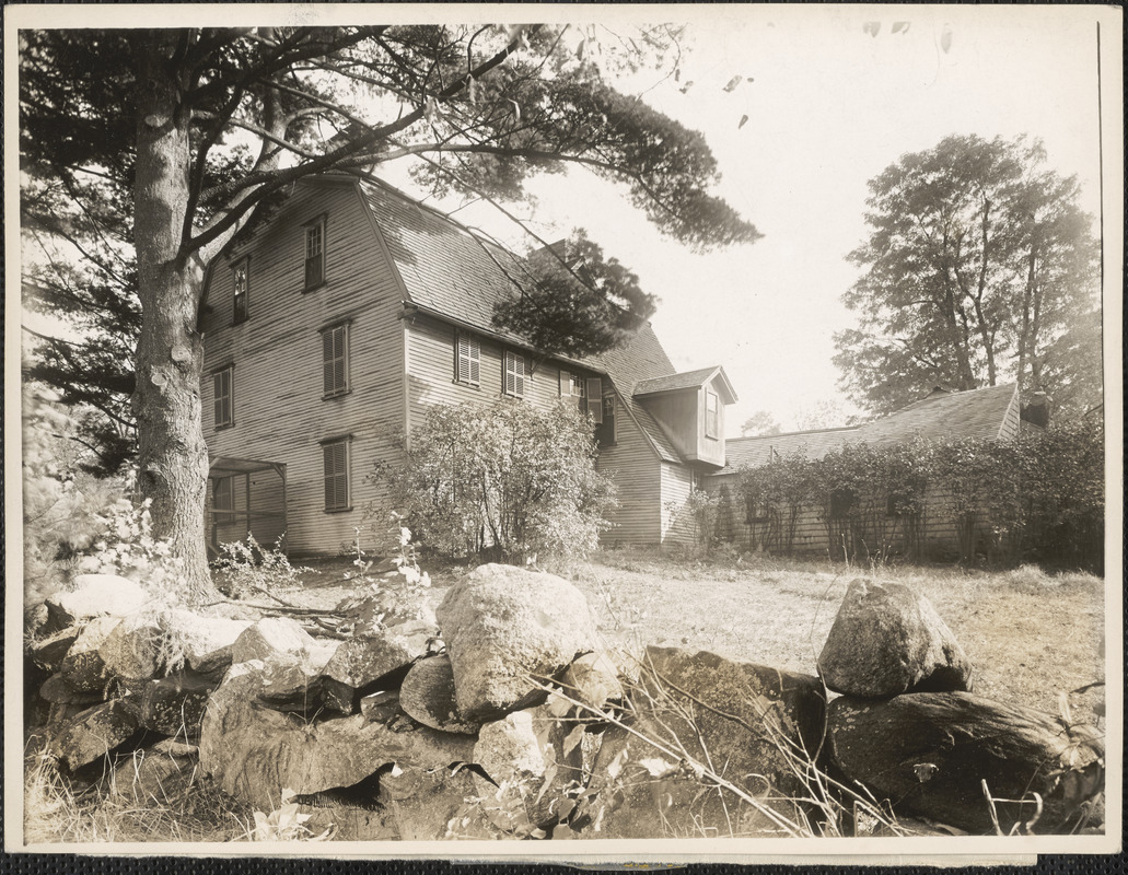 Side view of Old Manse near stone wall, Concord, Mass. - Digital ...