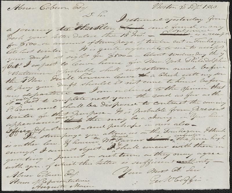 George Coffin to Abner Coburn, 30 September 1842 - Digital Commonwealth