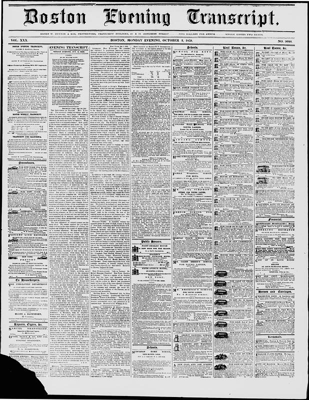 Boston Evening Transcript. October 03, 1859 - Digital Commonwealth