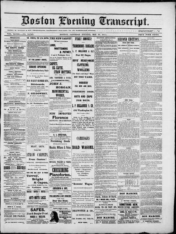 Boston Evening Transcript. May 15, 1875 - Digital Commonwealth