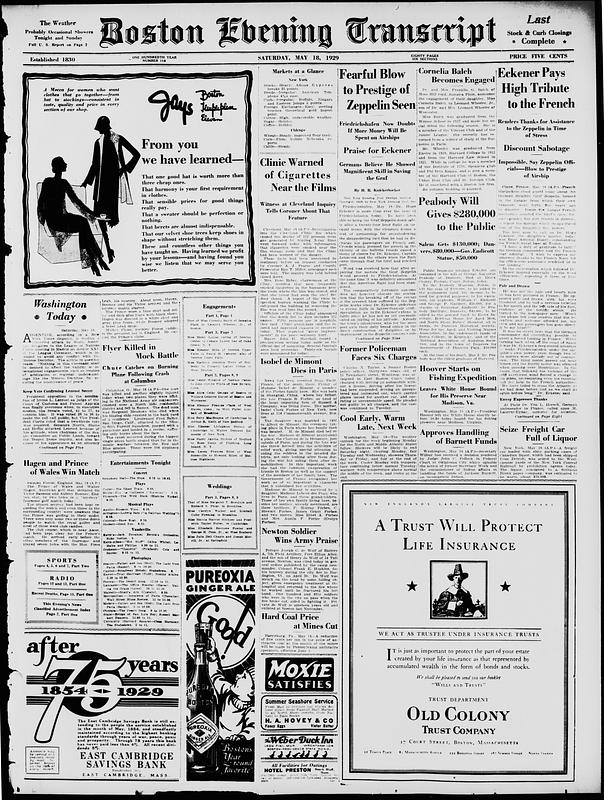 Boston Evening Transcript. May 18, 1929 - Digital Commonwealth