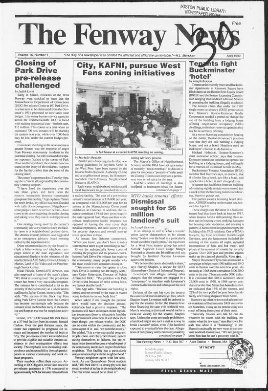 The Fenway News. April 01, 1990 - Digital Commonwealth