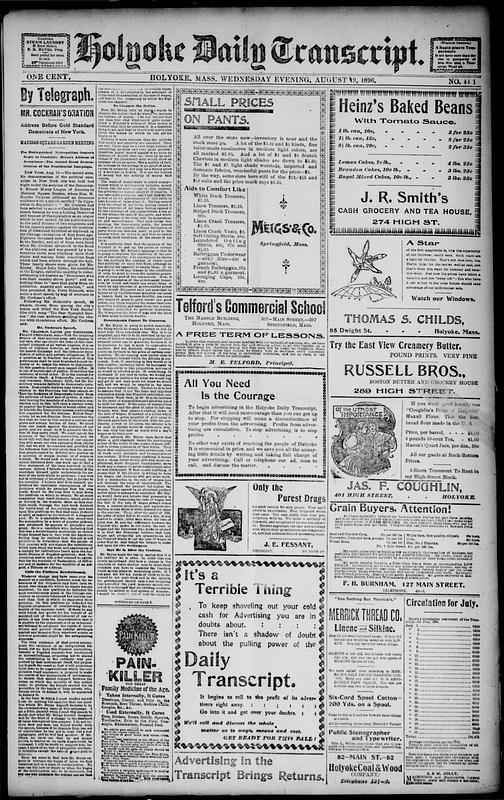 The Holyoke Daily Transcript. August 19, 1896 - Digital Commonwealth