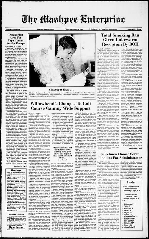 The Mashpee Enterprise. December 14, 2001 - Digital Commonwealth