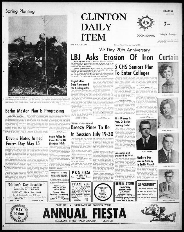 Clinton Daily Item. May 08, 1965 - Digital Commonwealth