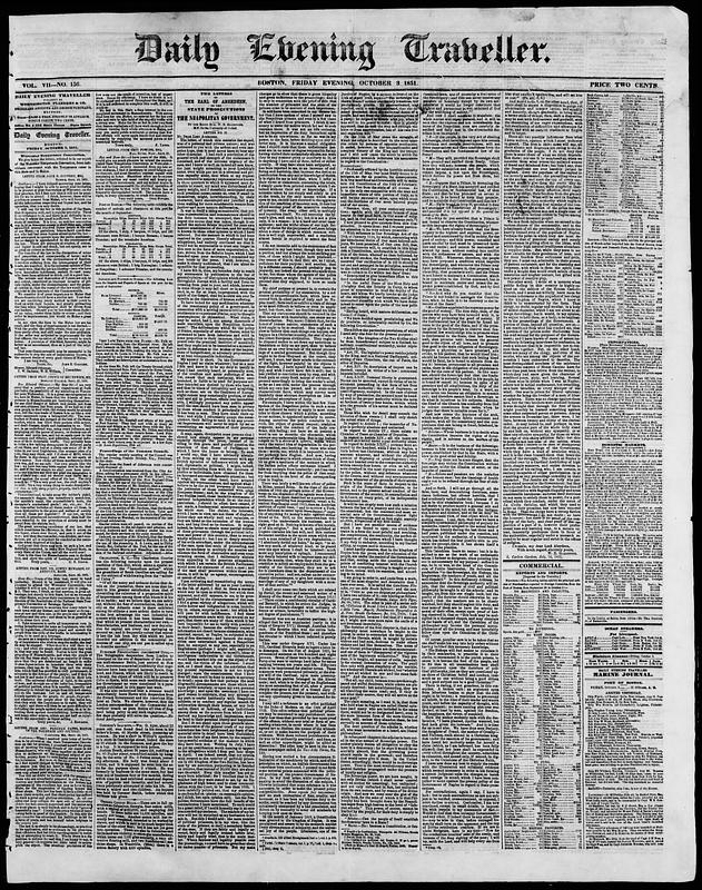 Daily Evening Traveller. October 03, 1851 - Digital Commonwealth