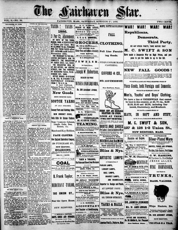 The Fairhaven Star. October 23, 1886 - Digital Commonwealth