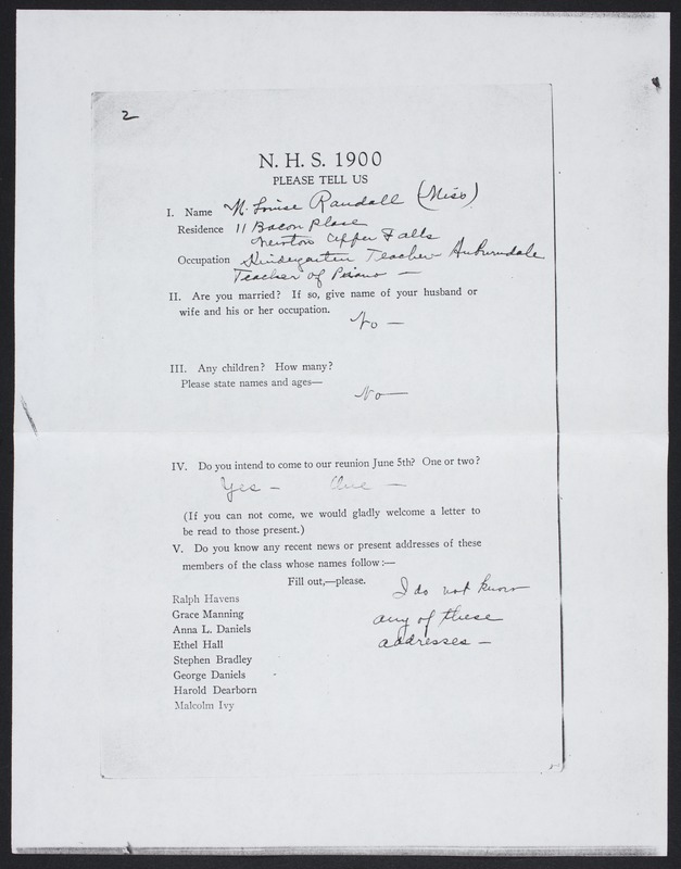 Newton High School Class of 1900 yearbook pictures plus reunion ...