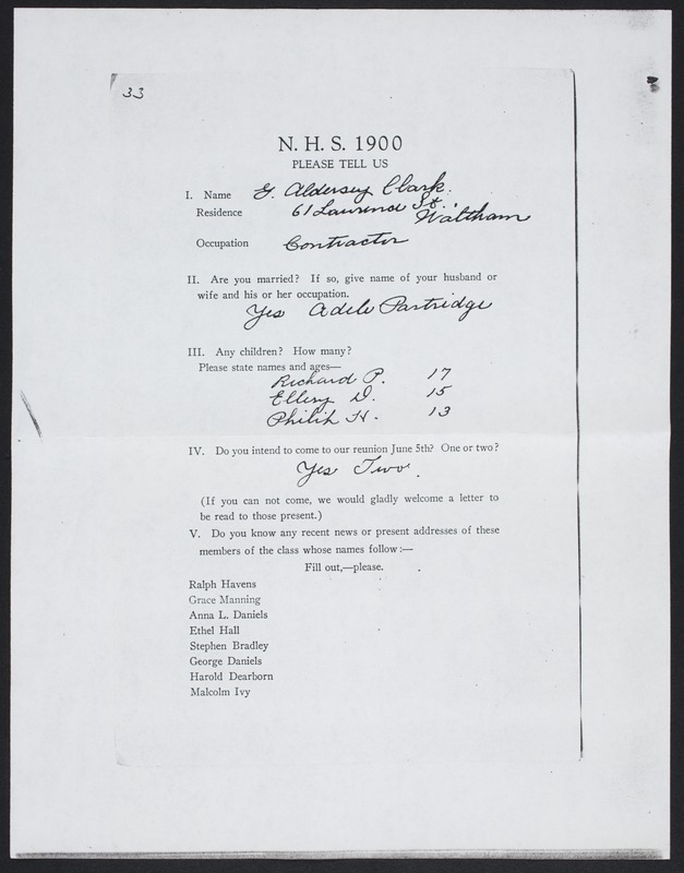 Newton High School Class of 1900 yearbook pictures plus reunion ...