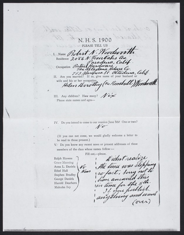 Newton High School Class of 1900 yearbook pictures plus reunion ...