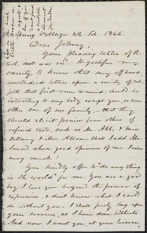 Letter from Zadoc Long to John D. Long, February 8, 1866 - Digital ...