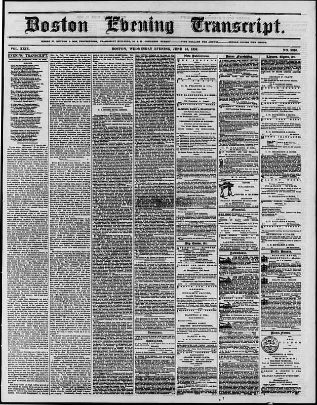 Boston Evening Transcript. June 16, 1858 - Digital Commonwealth