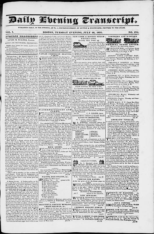 Daily Evening Transcript. July 26, 1831 - Digital Commonwealth
