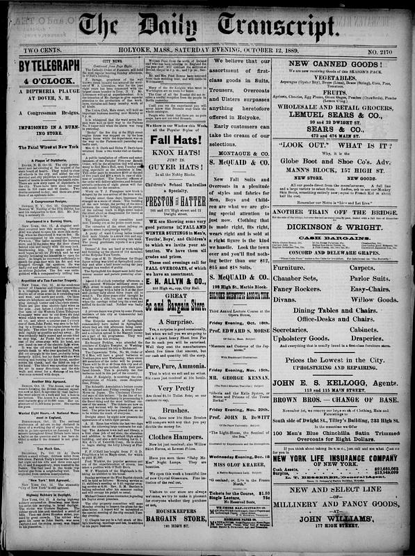 The Daily Transcript. October 12, 1889 - Digital Commonwealth