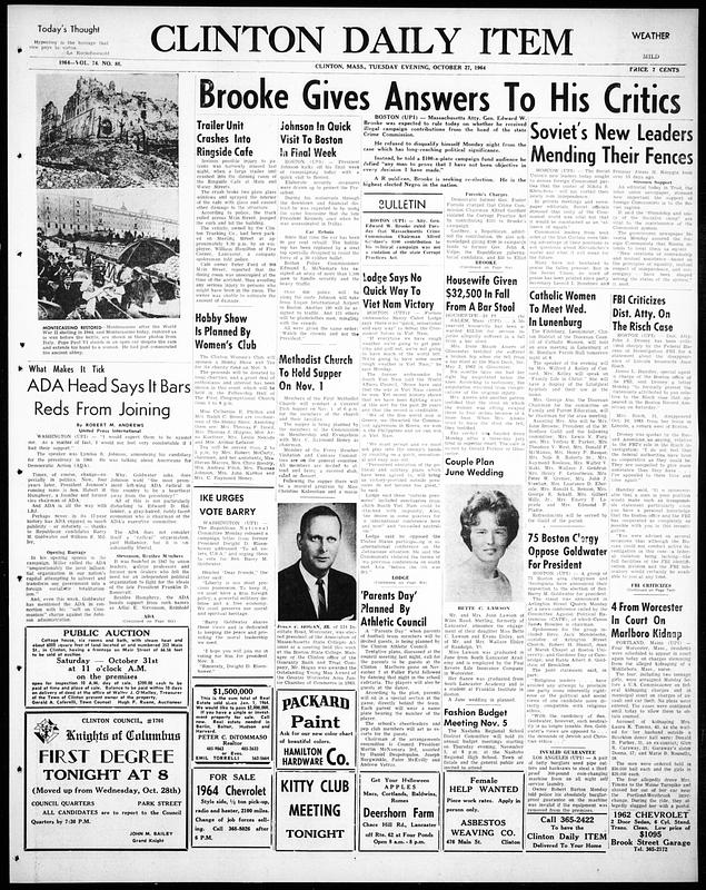 Clinton Daily Item. October 27, 1964 - Digital Commonwealth