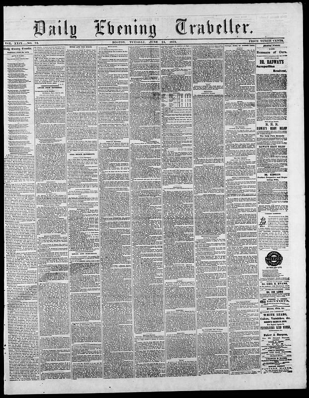 Daily Evening Traveller. June 24, 1873 - Digital Commonwealth