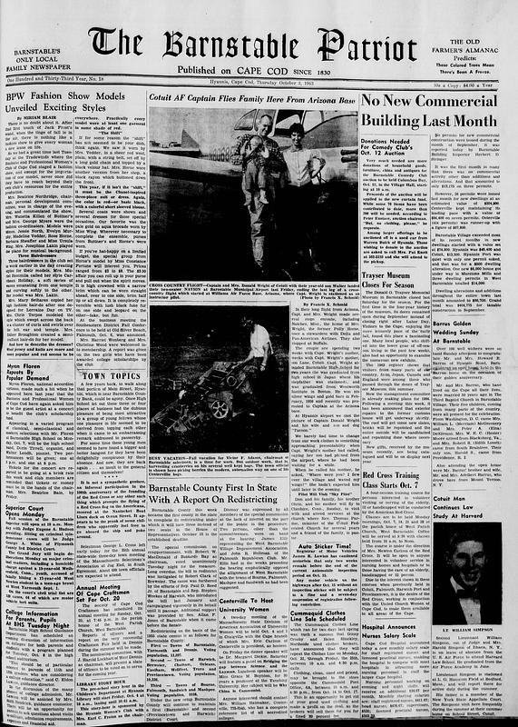 Barnstable Patriot. October 03, 1963 - Digital Commonwealth