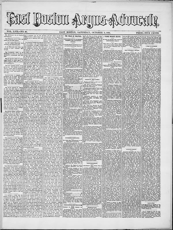 East Boston Argus-Advocate. October 09, 1886 - Digital Commonwealth