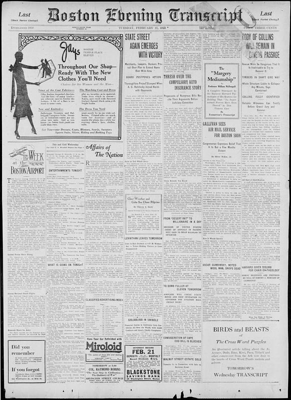 Boston Evening Transcript. February 17, 1925 - Digital Commonwealth