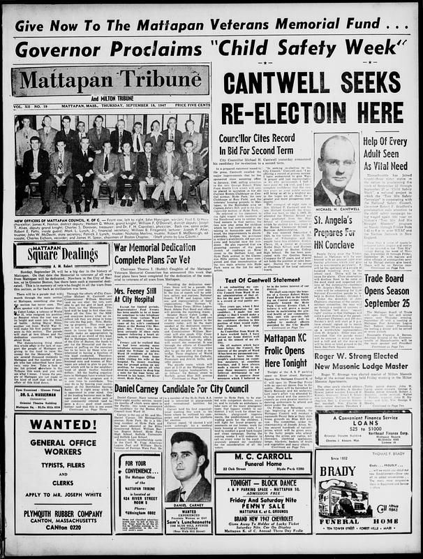 Mattapan Tribune. September 18, 1947 - Digital Commonwealth