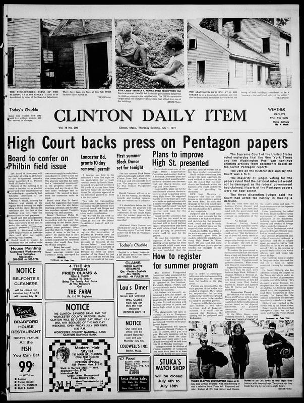 Clinton Daily Item. July 01, 1971 - Digital Commonwealth