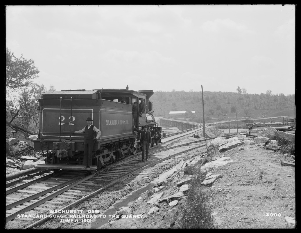 Wachusett Dam, standard gage railroad to the quarry, Clinton, Mass ...